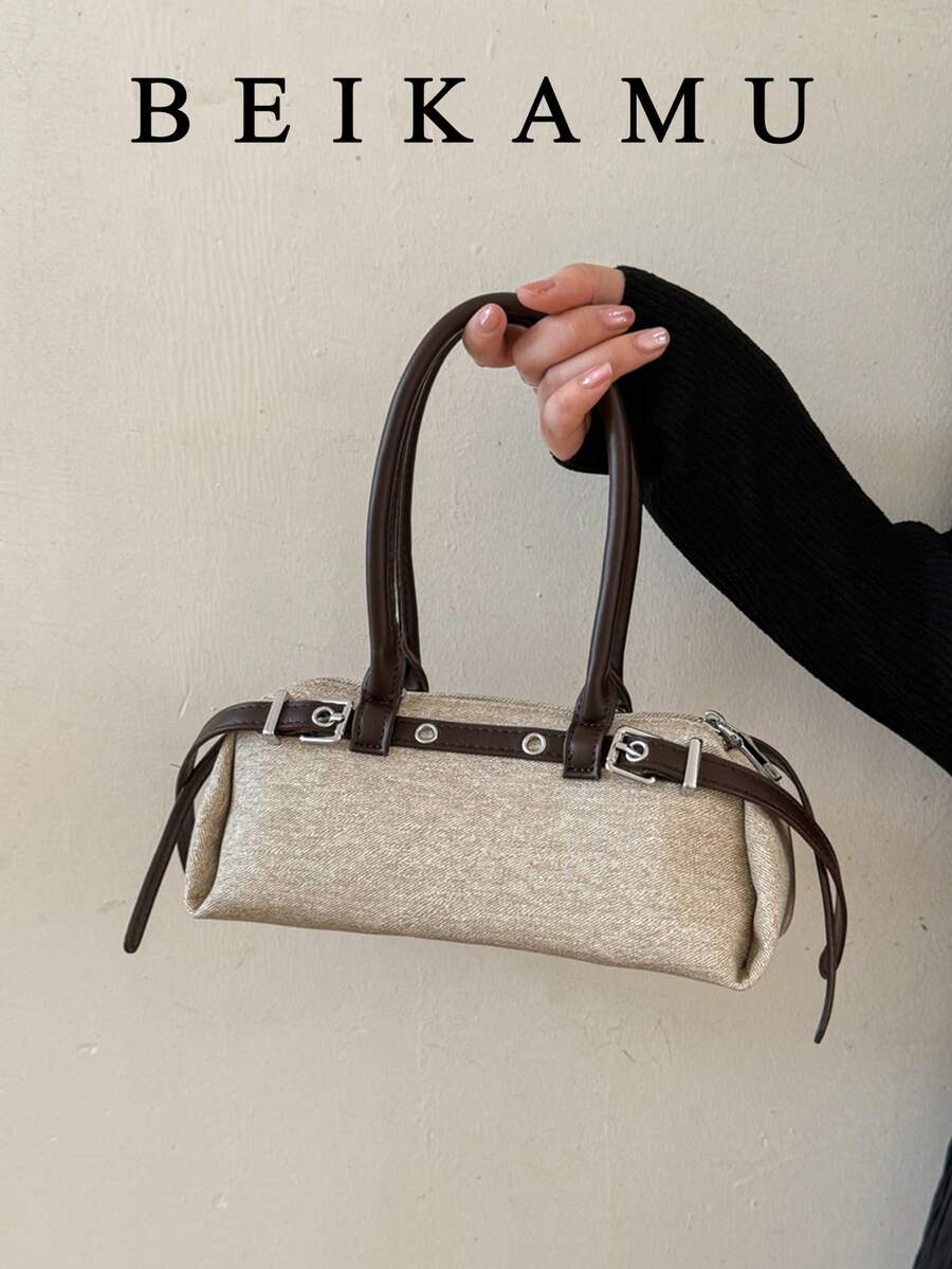 New Fashion PU Dual Handle Versatile Women's Handbag, Color-Block ...