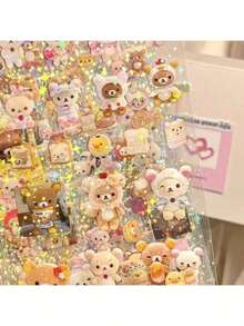 asmodee A Set Of 5 Simple Retro Bear Morning Stickers, Transparent And ...