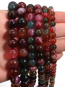 1 Strand 6/8/10mm Natural Stone Agate Beads Tourmaline Color Round ...