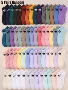 5/10/20 Pairs Random Color Ankle Socks, Candy Color Soft Daily Socks ...