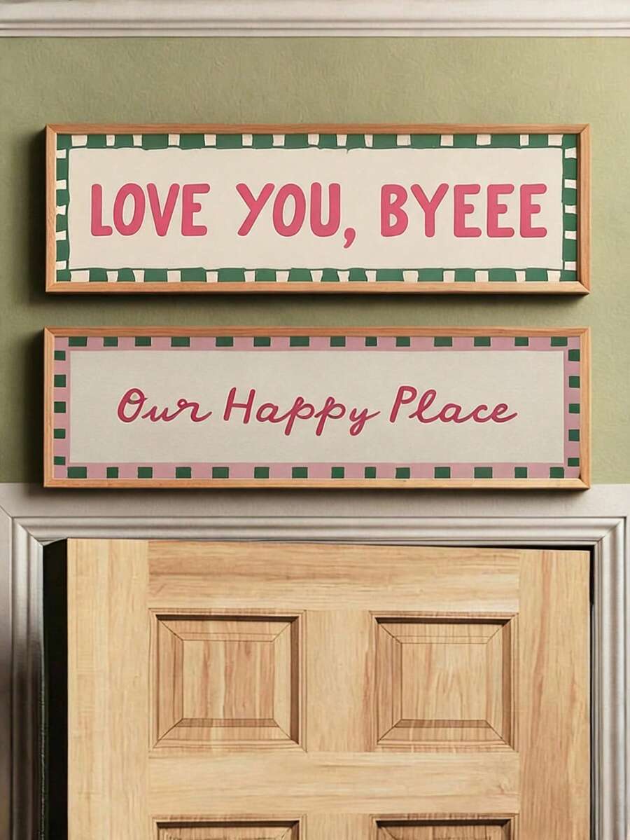 2pcs Canvas Wall Art, Framed Wall Decor, Theme "Our Happy Place", "Love ...