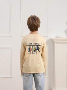 Tween Boy Casual Fun Graphic Print Crew Neck Pullover Long Sleeve T ...