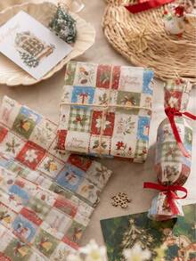 10/20/25/50 Sheets Vintage Plaid Snowman Pattern Tissue Paper, Suitable ...