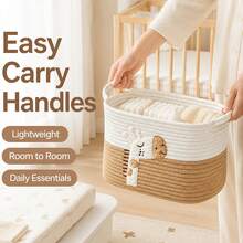 1pc Giraffe Woven Diaper Storage Basket With Handle, Portable Baby Room ...