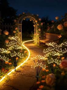 Outdoor Solar Fireworks Lights, Waterproof, With Ground Stake Solar ...