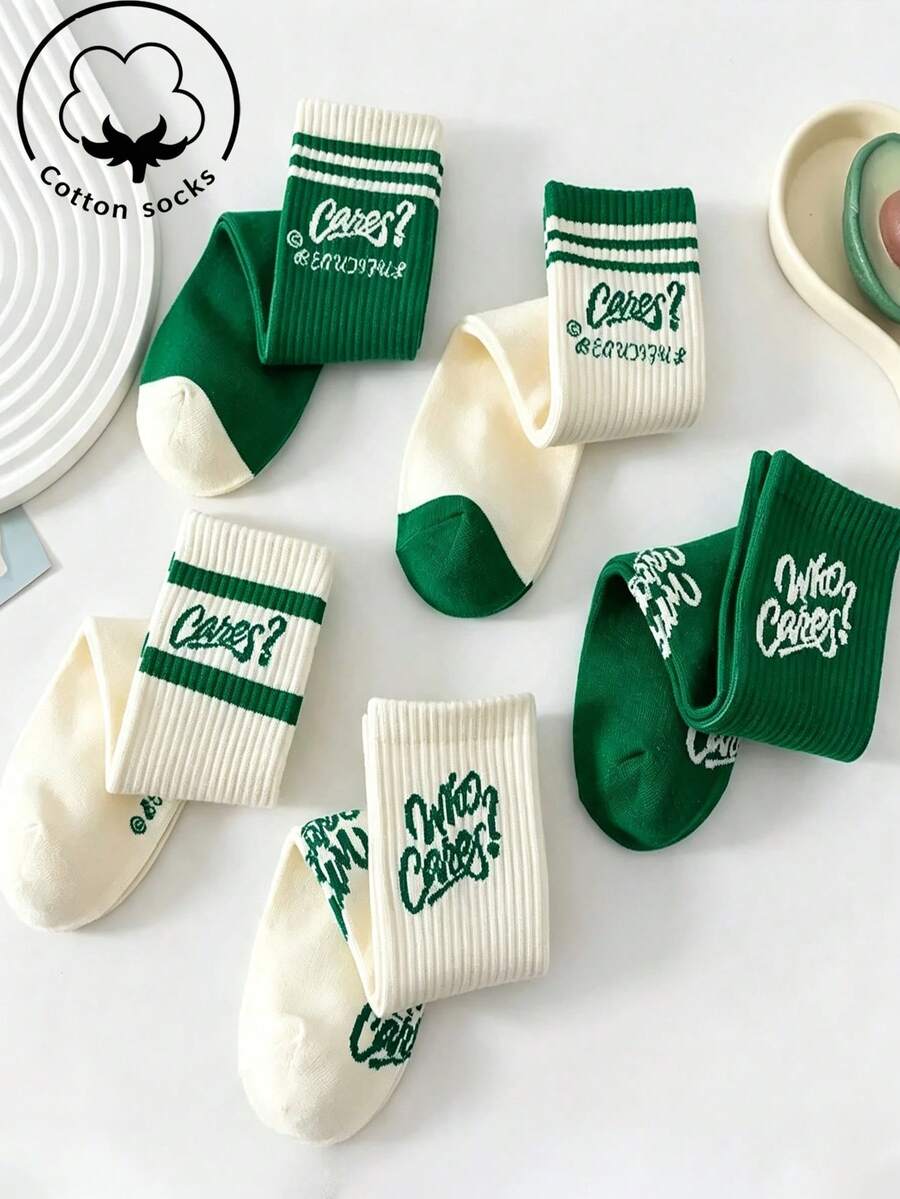 12/3/5 Pares de Meias Verdes até ao Meio da Panturrilha para Mulher ...