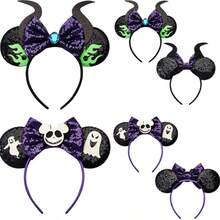 asmodee 1pc Disney Halloween Mouse Ear Headband, Jack Skellington Ghost ...
