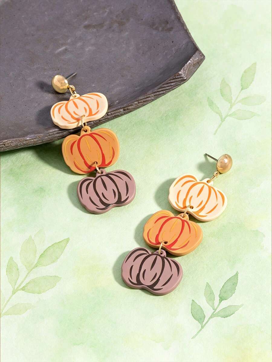 1 Pair Creative Design Minimalist Long Gradient Pumpkin Fashion ...
