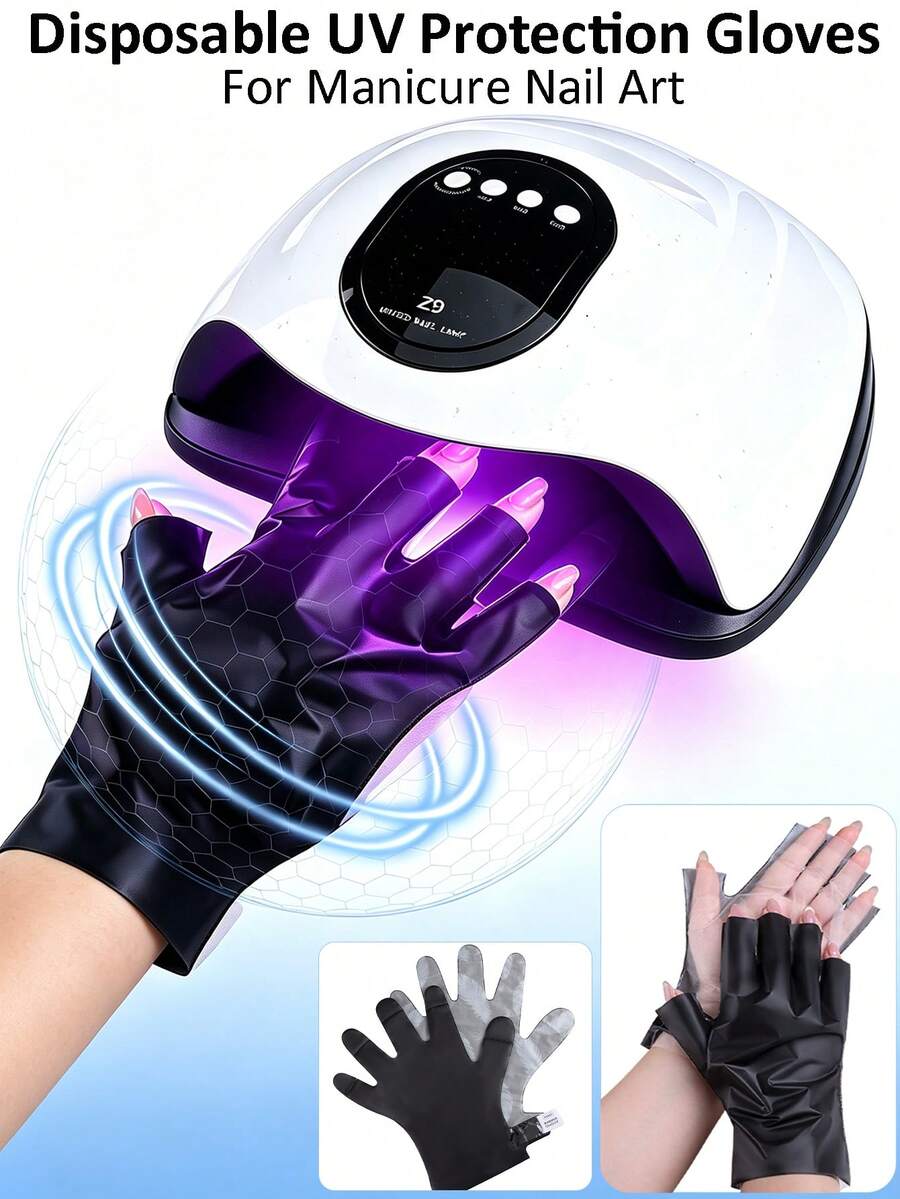 21 Pair Disposable Uv Protection Nail Gloves Fingerless Uv Shielding