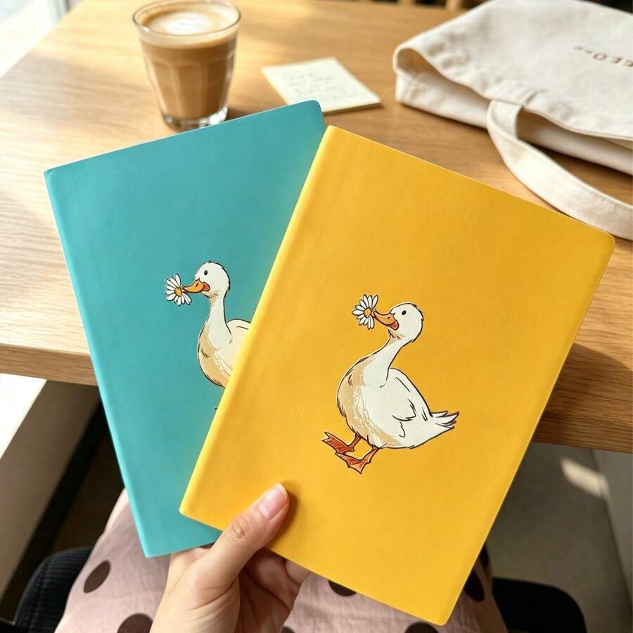 Cute Duck Holding Flower A5 Cartoon Duck Notebook, Office School ...