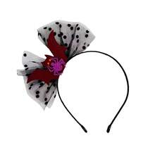 Halloween Polka-Dot Mesh Bow Headband, Funny Bat & Spider Headband ...
