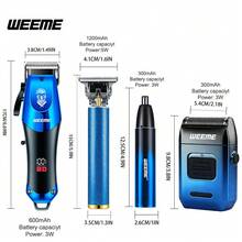 WEEME Professional 4‑In‑1 Men Hair Cutting Kit, Cordless Hair Clippers ...