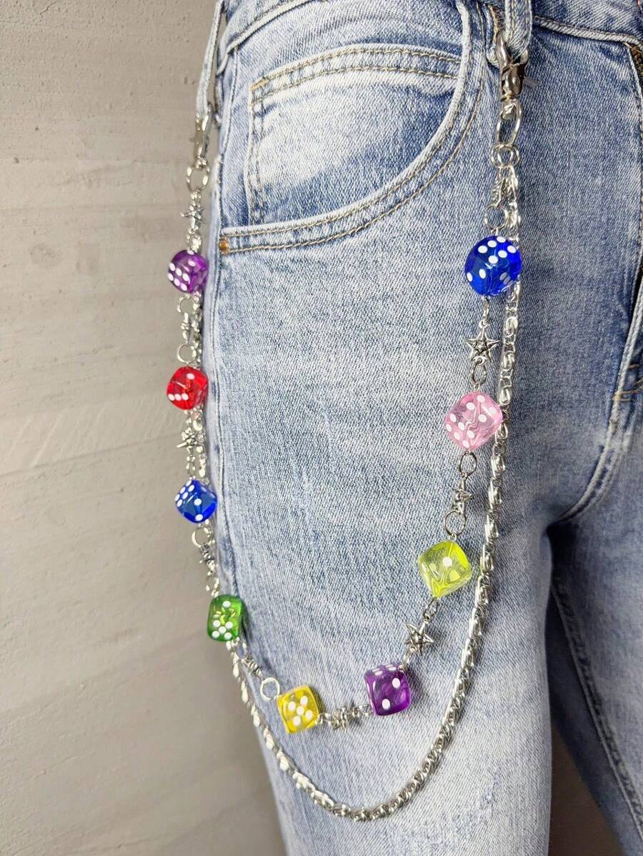 1pc Double Layer Star Design Chain Pants Chain Punk Hip Hop Unisex ...