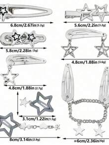 10pcs Personalized Star Hair Clip Set, Metal Star Gothic Style Hair ...