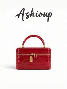 Women's Crocodile Embossed Makeup Bag With Top Handle, Crossbody ...