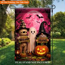 2D Flat Garden Flag 1pc, Halloween Pumpkin Witch Mummy Ghost Single ...