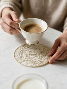 12/120pcs Gold Round PVC Drink Coasters, Washable Table Accessories ...