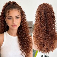 Drawstring Ponytail Deep Curly Heat Resistant Synthetic Instant Clip ...