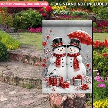 1pc Snowman & Gifts Single-Sided Polyester Garden Flag, Outdoor Yard ...