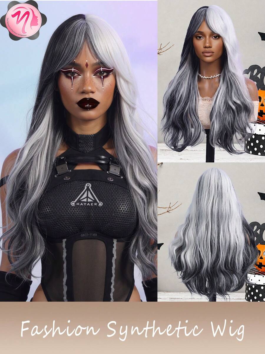 Perfect Halloween Cosplay Essential, 24 Inch Black Highlight/Grey Long ...
