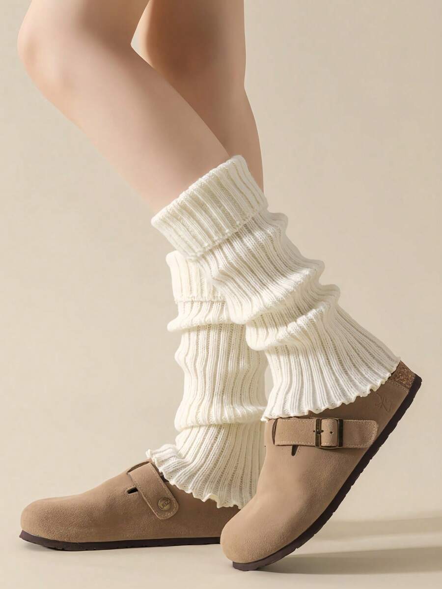 1/2 Pairs Knitted Leg Warmers/Fleece Leg Warmers, Black, White, Outfit ...