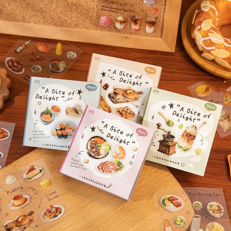 20 Sheets Bite Of Light Sticker Book - Square PET Planner Supplies ...