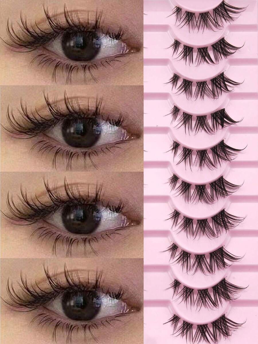 10 Pairs Transparent Natural False Eyelashes, Natural Appearance One ...