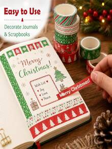 3/6/12 Rolls Christmas-Themed Washi Tape Set Featuring Santa Claus ...