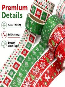 3/6/12 Rolls Christmas-Themed Washi Tape Set Featuring Santa Claus ...