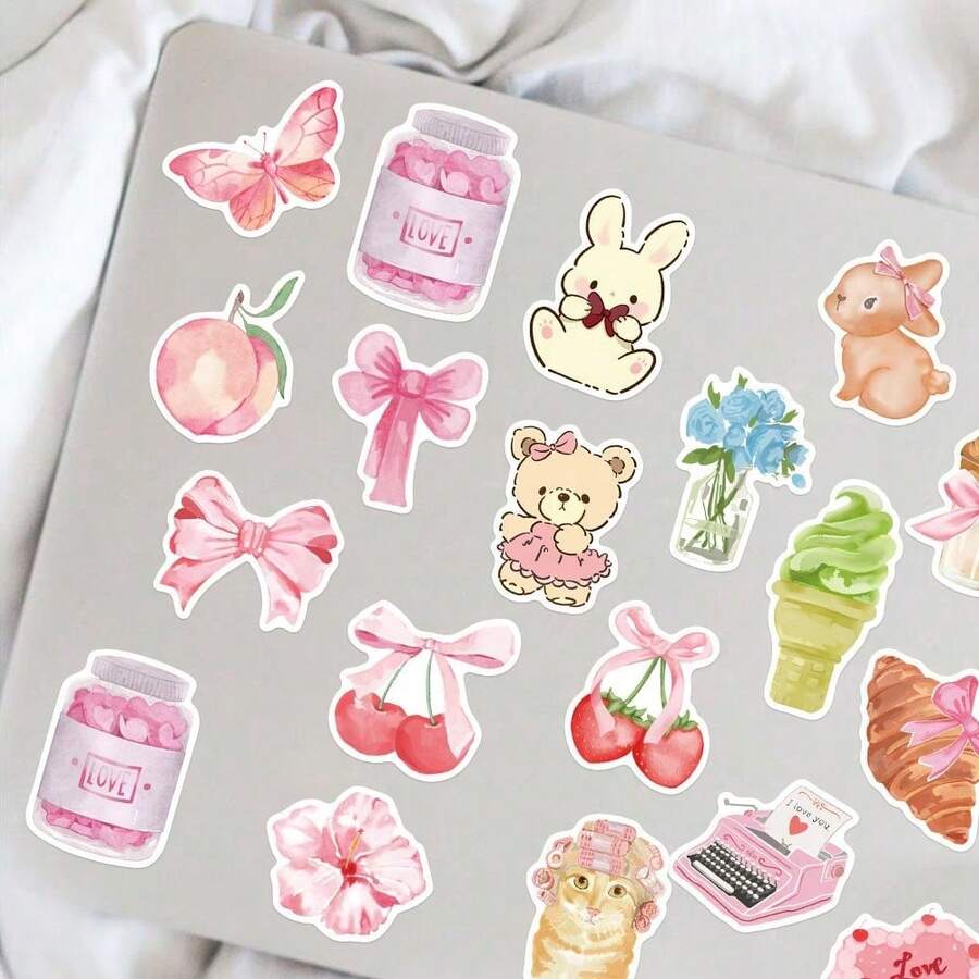 DAFENNI 50 Sheets Of Pink Fun Stickers For Notebooks, Suitcases, Phone ...