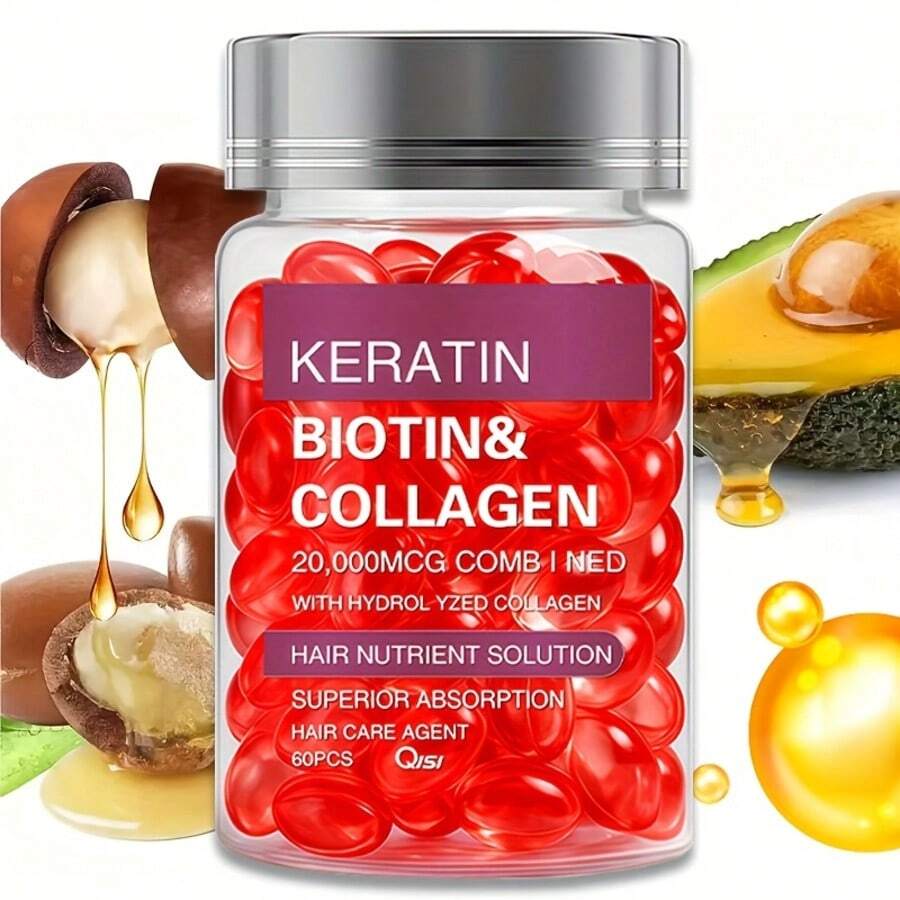 60pcs 3-In-1 Keratin Biotin Collagen Hair Care Oil, Moisturizing And ...