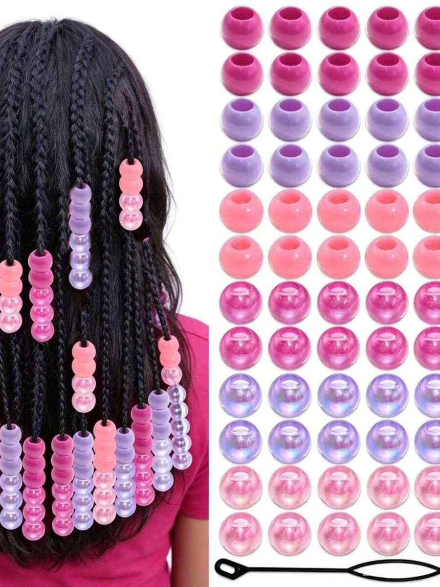 60pcs Multi-Color Versatile DIY Dreadlock Hair Rings & Beads, Suitable ...