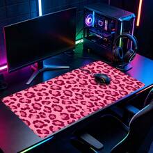 1pc Pink Leopard Gaming Mouse Pad Aesthetic Art Desk Mat Rubber Base ...