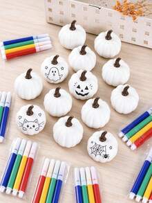 24/48pcs Handmade Pumpkin Craft Set, Includes 1 White Painting Pumpkin ...