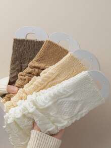 2/4 Pairs Women's Multi-Color Lace Ruffle Diamond Pattern Warm ...