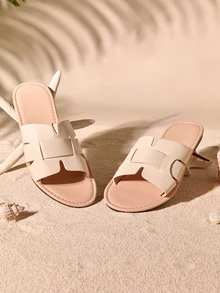 Tropiscape Women's Slides Sandals, Casual Flat Slippers, Woven Roman ...