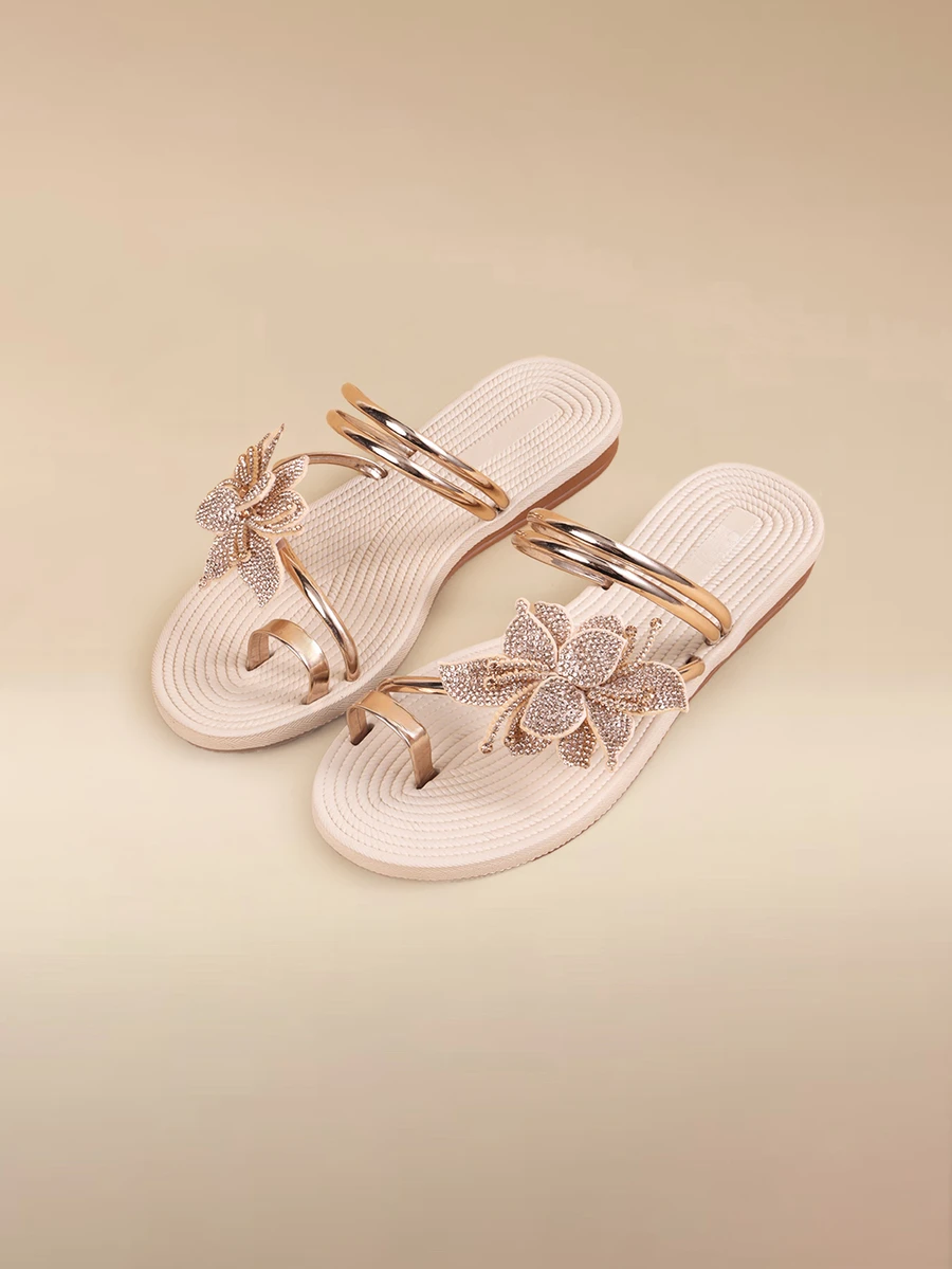 Glizzene Summer New Solid Color Ladies Flat Sandals, Slip-On Toe ...