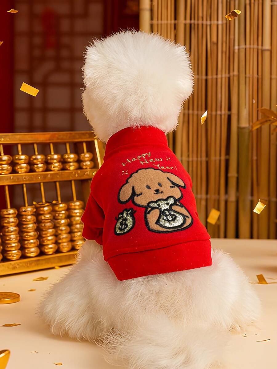 1 Peça de Roupa para Animais de Estimação, Casaco de Cachorro Bordado ...