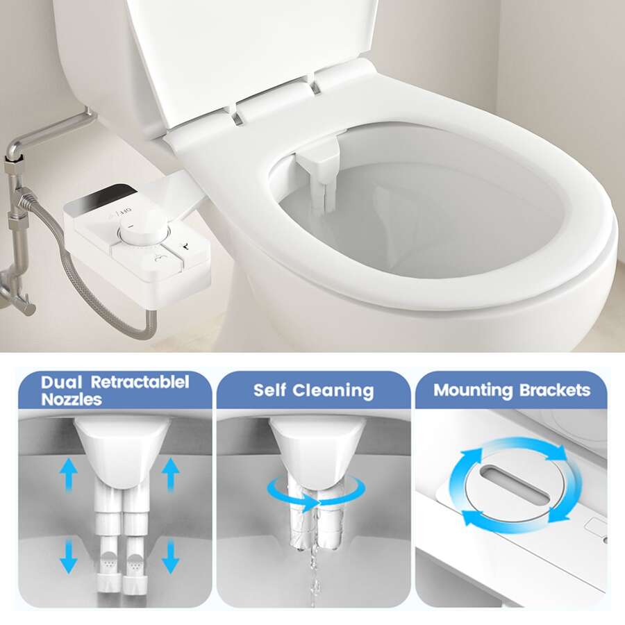 Bidet Toilet Seat Attachment, Non-Electric Cold Water, Push Button ...