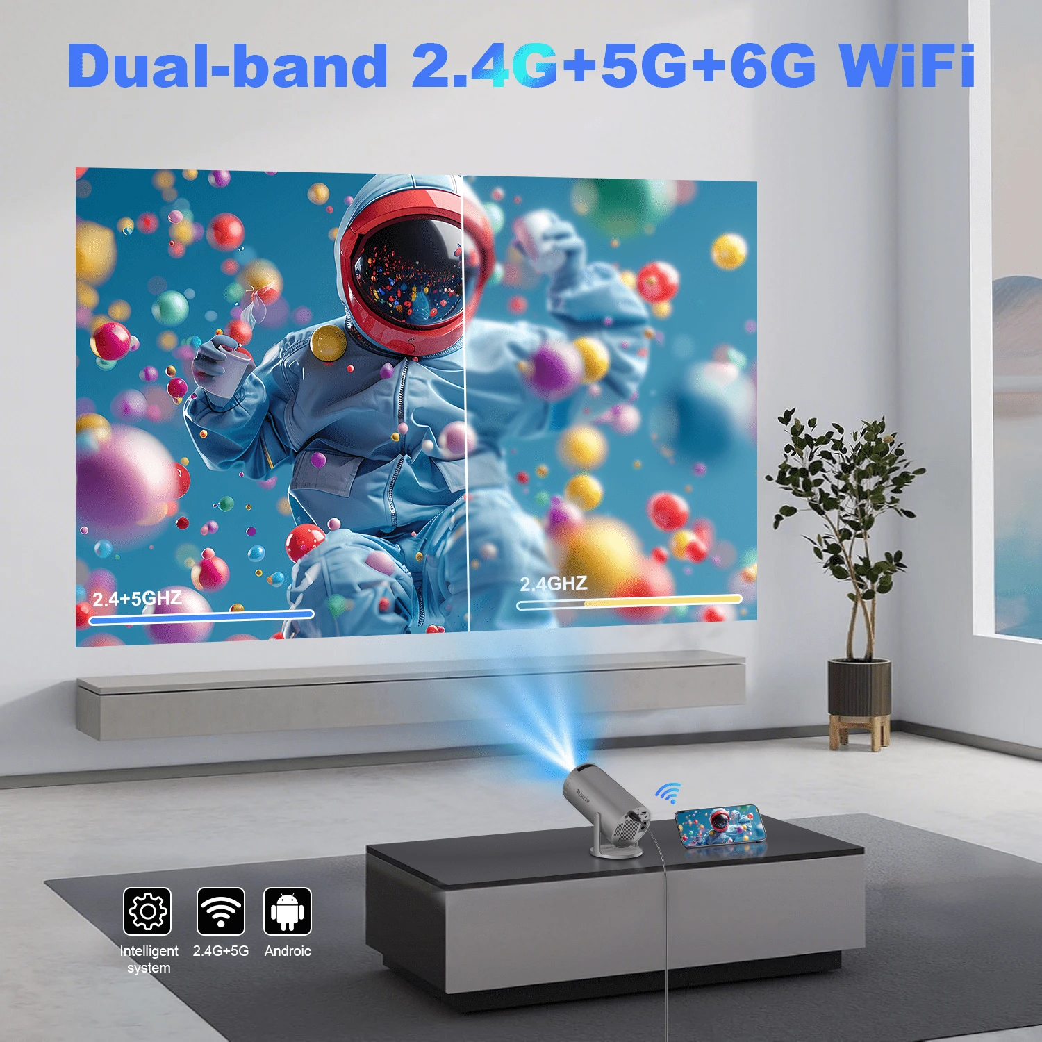 ZRZTM [Built-In Apps & Android 11.0] Mini Projector Portable 4K ...