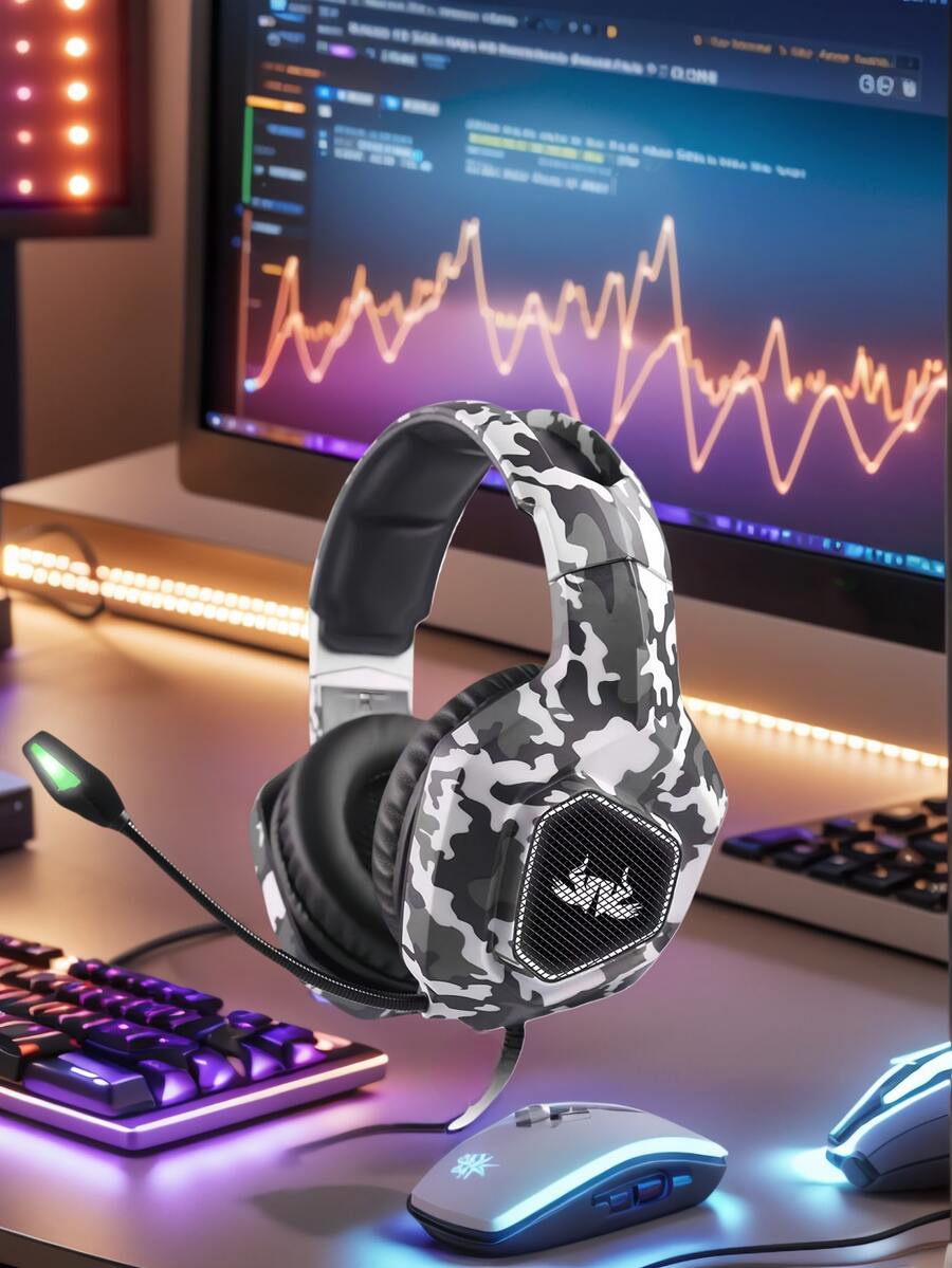 Professional E-Sports Gaming Headset With Camouflage, Wired Headphones ...