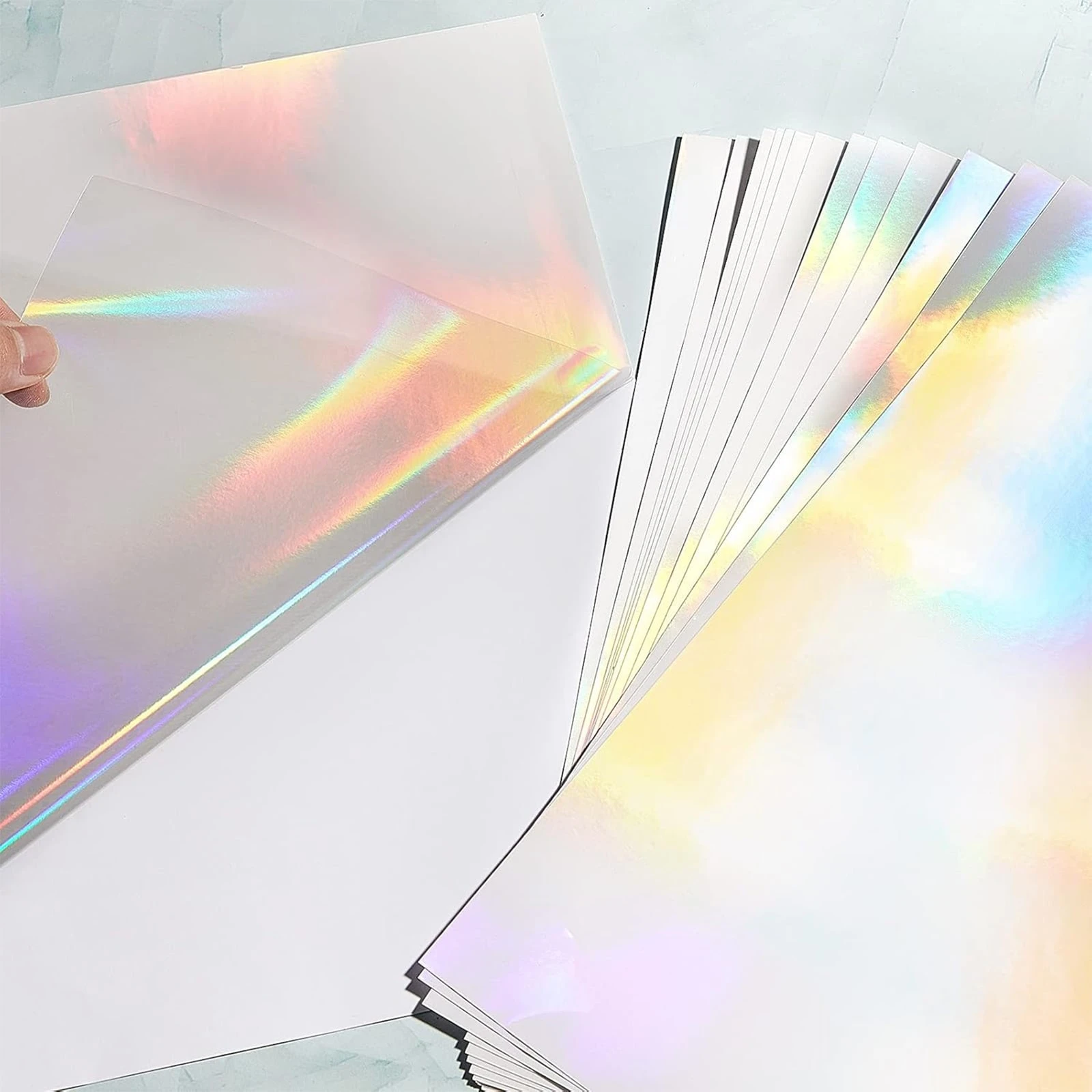 20 Sheets A4 (8.3x11.7 Inches) Rainbow Holographic Premium Cold ...
