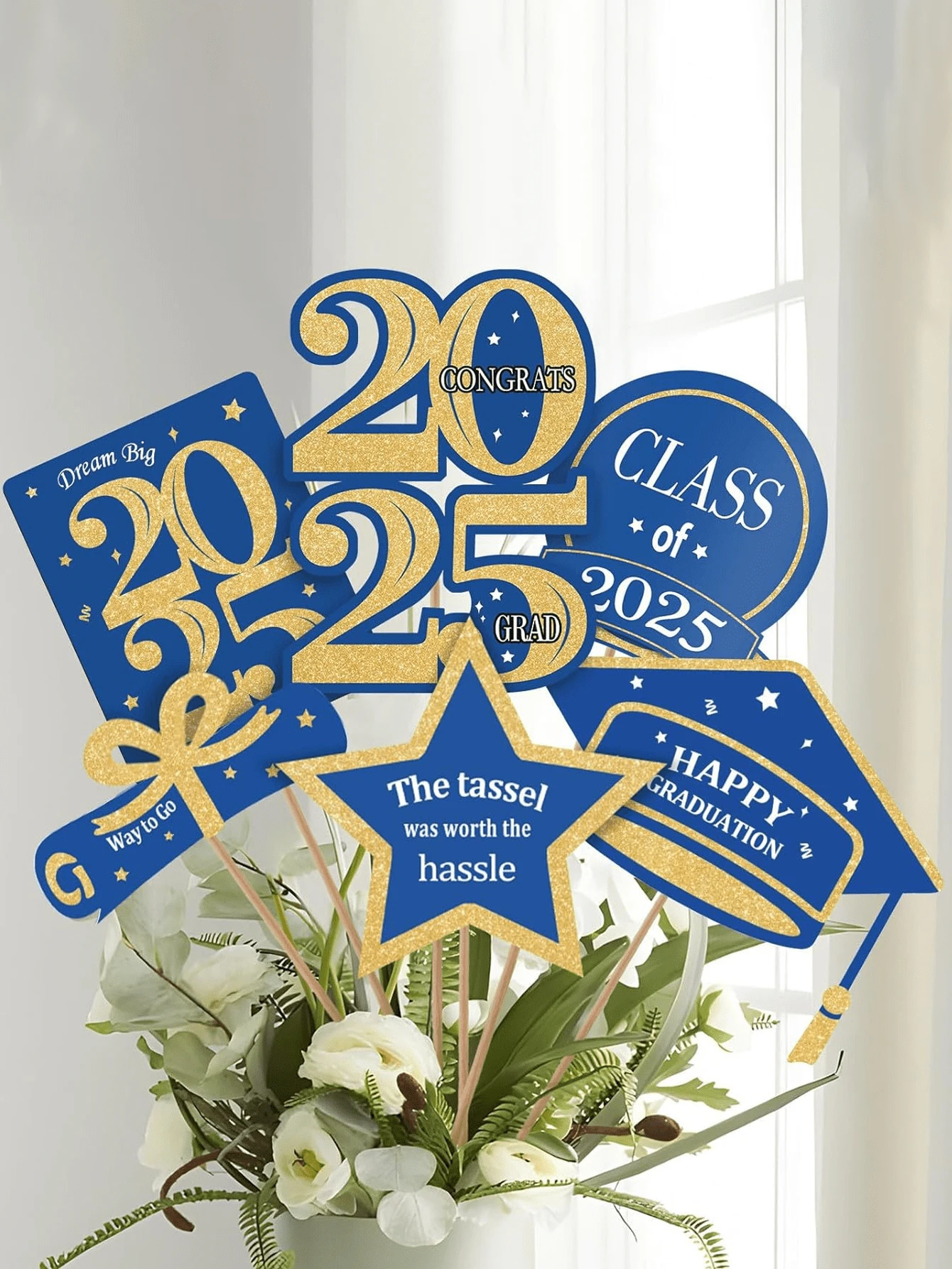 Paquete de 6 decoraciones de graduación Clase de 2025 - Centros de mesa ...