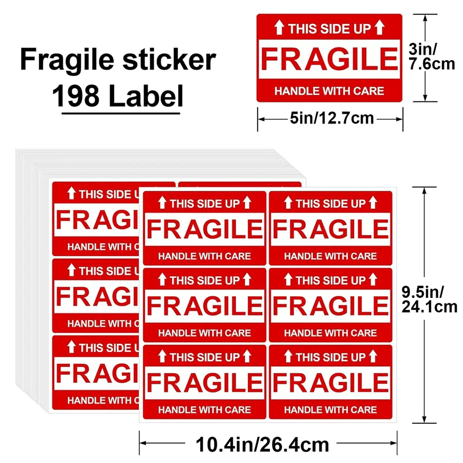 60/120 Stickers Fragile Labels Carefully Handle Express Logistics Packaging Stickers Fragile ...