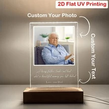 Custom Personalized Photo LED Wood Stand Room Night Light Up Table Lamp ...