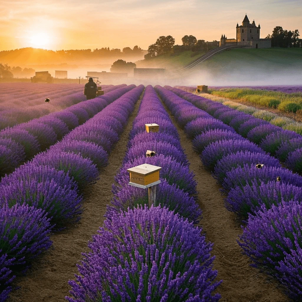 100 semillas de lavanda de colores mixtos, amanecer en campo de lavanda ...