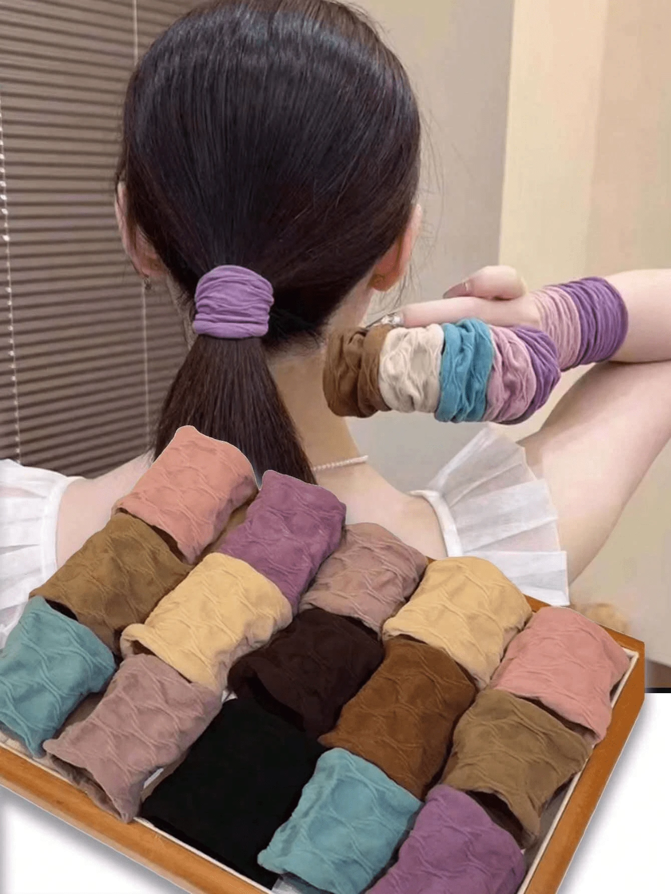 10pcs/Pack Of High Elastic Thick Wide Hair Bands, Diamond Pattern Soft ...