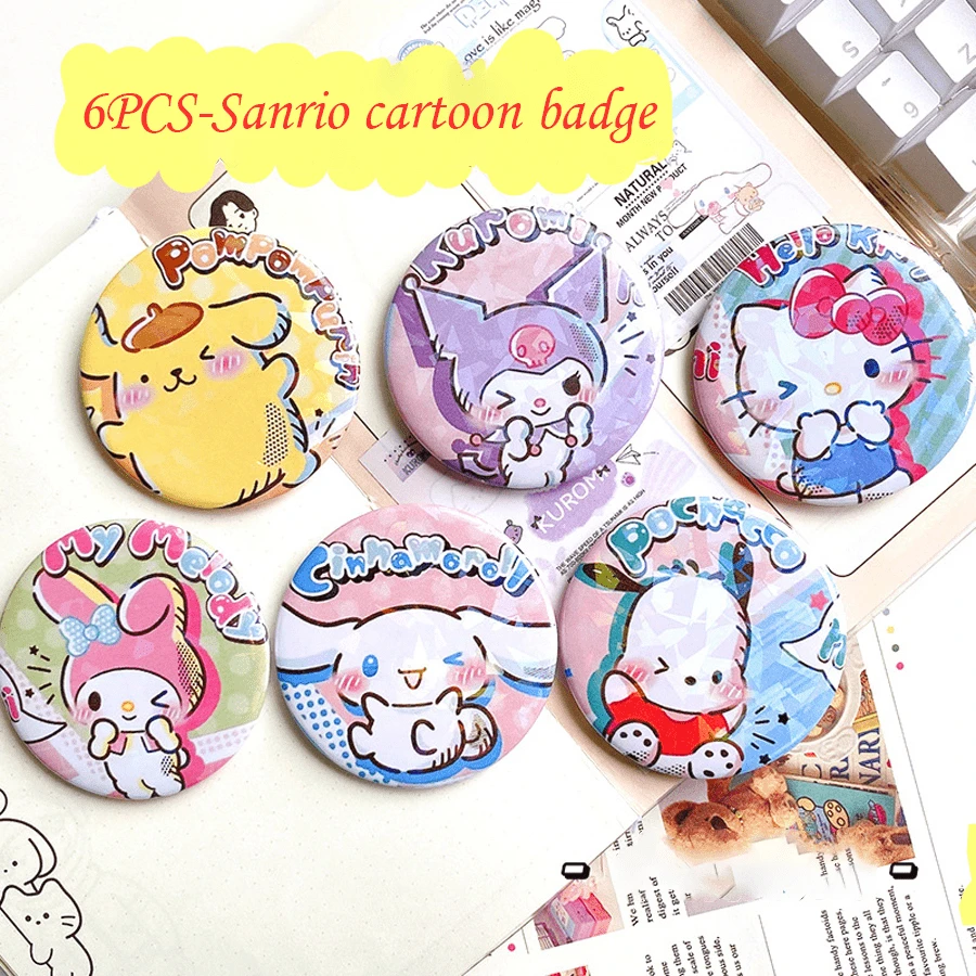 Sanrio 6-teiliges Set - Sanrio Hello Kitty, Kuromi Abzeichen, Besen, Dekorationen, geeignet als ...