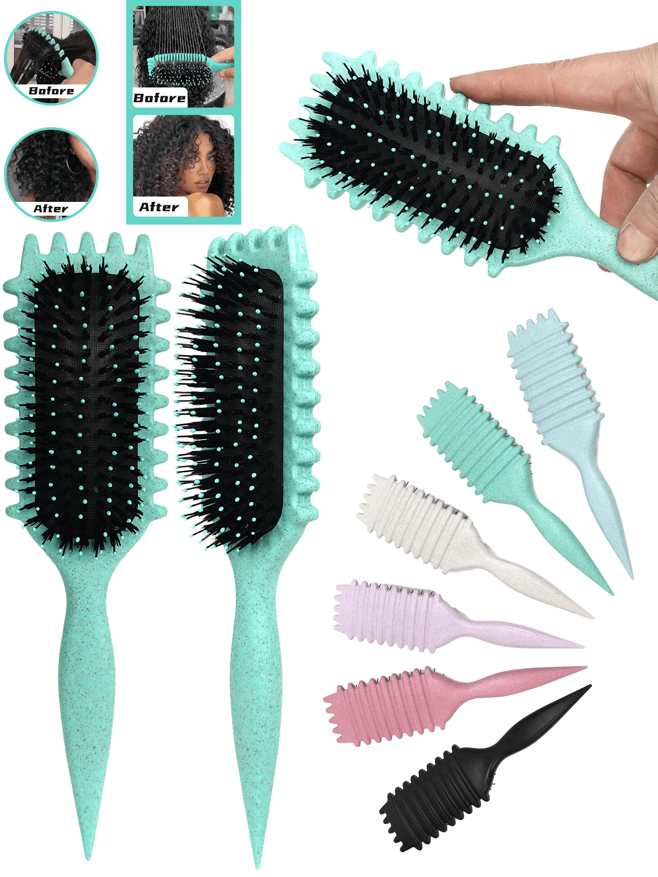 Curl Defining Brush, 2025 Boar Bristle Hair Brush Styling Brush, Curly ...