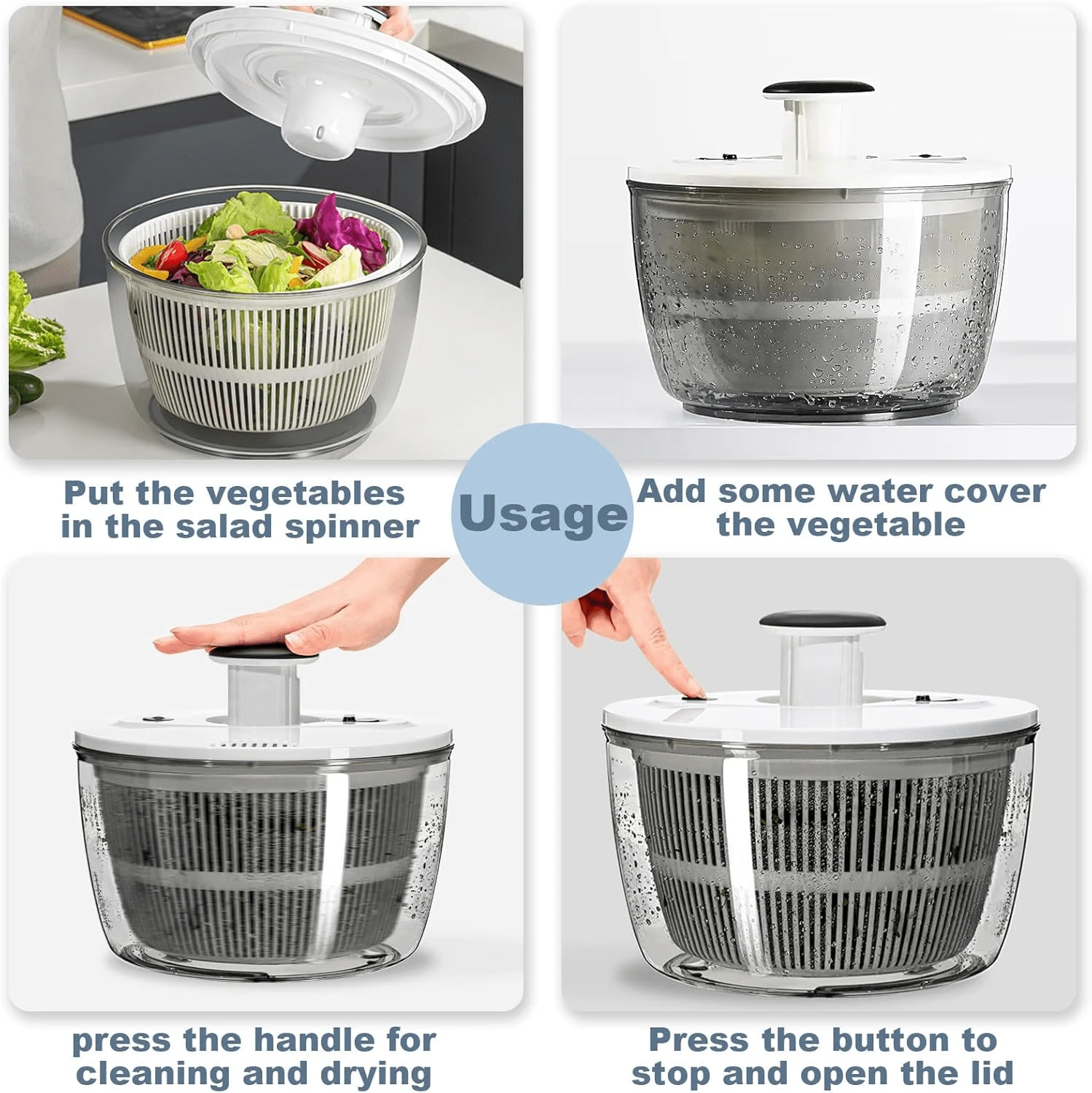 1pc Salad Spinner Lettuce Spinner With Drain Salad Bowl And Colander ...